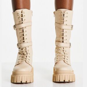 ASOS | Shoes | Asos Design Cosmic Premium Leather Chunky Lace Up Boots ...